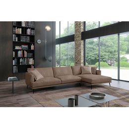 Ecksofa Egoitaliano "Sophia, Designsofa mit extrakomfortablem Sitzkomfort, Breite 274cm", braun (mud), B:274cm H:77cm T:154cm, Luxus-Micofaser Lederoptik (100% Polyester) ist ein neues technisches Gewebe mit einem visuellen und taktilen Aspekt, der dem Nubuk sehr nahe kommt, mit innovativen Eigenschaften. Seine au&szlig;erordentliche Weichheit kommt von einem exklusiven Produktionsprozess, der Unreinhei