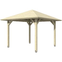 Skan Holz Holzpavillon SKANHOLZ "Cannes 1", beige (natur), B/H/T: 314cm, Pavillons, Leimholz, 294 x 294 cm