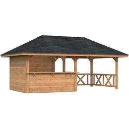 Holzpavillon Palmako "Bianca 16,6 m&sup2; Set 3", braun (hellbraun), B/H/T: 672cm x 323cm x 384cm, Pavillons, BxTxH: 588x300x323 cm