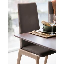Polsterstuhl stressless "Laurel", braun (braun batick, eiche gekalkt), B:57cm H:105cm T:60cm, Leder BATICK: BATICK ist ein leicht korrigiertes, durchgef&auml;rbtes und genarbtes M&ouml;belleder, bei dem die meisten Unebenheiten und Spuren in der Regel entfernt wurden., St&uuml;hle, Polsterstuhl, High Back, Gr&ouml;&szlig;e L, mit abgerundeten Beinen in Eiche gekalkt