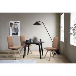 Polsterstuhl stressless "Laurel", braun (latte batick, eiche gekalkt), B:49cm H:105cm T:60cm, Leder BATICK: BATICK ist ein leicht korrigiertes, durchgef&auml;rbtes und genarbtes M&ouml;belleder, bei dem die meisten Unebenheiten und Spuren in der Regel entfernt wurden., St&uuml;hle, Polsterstuhl, High Back, Gr&ouml;&szlig;e L, mit schr&auml;ggestellten Beinen in Eiche gekalkt