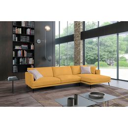 Ecksofa Egoitaliano "Sophia, Designsofa mit extrakomfortablem Sitzkomfort, Breite 274cm", gelb, B:274cm H:77cm T:154cm, Leder &raquo;BULL&laquo; (echtes Rindsleder). Geschliffenes, pigmentiertes und behandeltes Rindsleder mit einer Dicke von 1, 3-1, 5 mm. Dieses Leder zeigt eine ziemlich weiche Hand mit einem halb undurchsichtigen Aussehen. Es handelt sich um ein gesch&uuml;tztes Leder. Eine leichte Deckschicht sc
