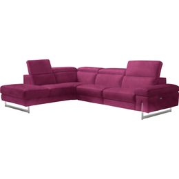 Ecksofa Egoitaliano "Candice, elegant, edel und bequem, erstklassiger Sitzkomfort, L-Form", pink (fuchsia), B:278cm H:100cm T:221cm, Sofas, Ecksofa, inkl. 2 elektrischer Relaxfunktionen, Bedienung &uuml;ber Taste an Armlehne