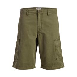 Jack & Jones PlusSize Cargoshorts "JPSTCOLE MATTY CARGO SHORT MID PLS", Herren, Gr. 42 (4XL), N-Gr, olive night, Web, Obermaterial: 100% Baumwolle, JACK & JONES PLUSSIZE, unifarben, relaxed fit knielang, Hosen