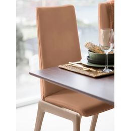 Polsterstuhl stressless "Laurel", braun (latte batick, eiche gekalkt), B:57cm H:105cm T:60cm, Leder BATICK: BATICK ist ein leicht korrigiertes, durchgef&auml;rbtes und genarbtes M&ouml;belleder, bei dem die meisten Unebenheiten und Spuren in der Regel entfernt wurden., St&uuml;hle, Polsterstuhl, High Back, Gr&ouml;&szlig;e L, mit abgerundeten Beinen in Eiche gekalkt
