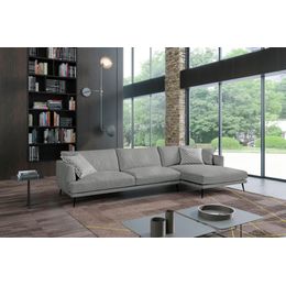 Ecksofa Egoitaliano "Sophia, Designsofa mit extrakomfortablem Sitzkomfort, Breite 274cm", grau (steingrau), B:274cm H:77cm T:154cm, Luxus-Micofaser Lederoptik (100% Polyester) ist ein neues technisches Gewebe mit einem visuellen und taktilen Aspekt, der dem Nubuk sehr nahe kommt, mit innovativen Eigenschaften. Seine au&szlig;erordentliche Weichheit kommt von einem exklusiven Produktionsprozess, der Unre