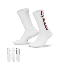 Sportsocken Nike "U NK ED ELVD CRW 3P STRIPE 144", Damen, Gr. L (42/45), multi, color, Obermaterial: 65% Baumwolle, 32% Polyester, 3% Elasthan, Socken Sportsocken, f&uuml;r sportliche Aktivit&auml;ten, sportlicher Stil, angenehmes Tragegef&uuml;hl
