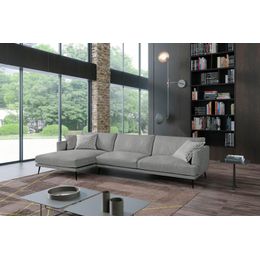 Ecksofa Egoitaliano "Sophia, Designsofa mit extrakomfortablem Sitzkomfort, Breite 274cm", grau (steingrau), B:274cm H:77cm T:154cm, Luxus-Micofaser Lederoptik (100% Polyester) ist ein neues technisches Gewebe mit einem visuellen und taktilen Aspekt, der dem Nubuk sehr nahe kommt, mit innovativen Eigenschaften. Seine au&szlig;erordentliche Weichheit kommt von einem exklusiven Produktionsprozess, der Unre