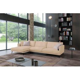 Ecksofa Egoitaliano "Sophia, Designsofa mit extrakomfortablem Sitzkomfort, Breite 274cm", beige (champagner), B:274cm H:77cm T:154cm, Leder &raquo;BULL&laquo; (echtes Rindsleder). Geschliffenes, pigmentiertes und behandeltes Rindsleder mit einer Dicke von 1, 3-1, 5 mm. Dieses Leder zeigt eine ziemlich weiche Hand mit einem halb undurchsichtigen Aussehen. Es handelt sich um ein gesch&uuml;tztes Leder. Eine leichte 