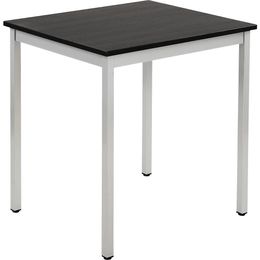 eurokraft basic Mehrzwecktisch, rechteckig, HxBxT 740 x 700 x 600 mm, Platte Esche-Dekor dunkelgrau, Gestell wei&szlig;aluminium