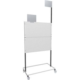 eurokraft pro Organisations-Stellwand, mobil, 2 Lochbleche, 2 Glattbleche, 1 Ablagewanne, 4 Lenkrollen