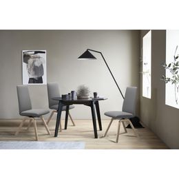 Polsterstuhl stressless "Laurel", grau (wild dove batick, eiche gekalkt), B:49cm H:105cm T:60cm, Leder BATICK: BATICK ist ein leicht korrigiertes, durchgef&auml;rbtes und genarbtes M&ouml;belleder, bei dem die meisten Unebenheiten und Spuren in der Regel entfernt wurden., St&uuml;hle, Polsterstuhl, High Back, Gr&ouml;&szlig;e L, mit schr&auml;ggestellten Beinen in Eiche gekalkt