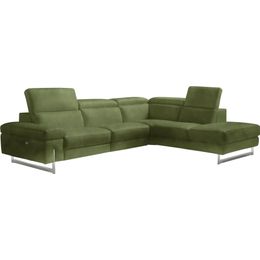 Ecksofa Egoitaliano "Candice, elegant, edel und bequem, erstklassiger Sitzkomfort, L-Form", gr&uuml;n (kiwi), B:278cm H:100cm T:221cm, Sofas, Ecksofa, inkl. 2 elektrischer Relaxfunktionen, Bedienung &uuml;ber Taste an Armlehne