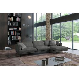 Ecksofa Egoitaliano "Sophia, Designsofa mit extrakomfortablem Sitzkomfort, Breite 274cm", grau (smoke), B:274cm H:77cm T:154cm, Luxus-Micofaser Lederoptik (100% Polyester) ist ein neues technisches Gewebe mit einem visuellen und taktilen Aspekt, der dem Nubuk sehr nahe kommt, mit innovativen Eigenschaften. Seine au&szlig;erordentliche Weichheit kommt von einem exklusiven Produktionsprozess, der Unreinhe
