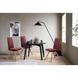 Polsterstuhl stressless "Laurel", rot (bordeaux batick, eiche gekalkt), B:49cm H:105cm T:60cm, Leder BATICK: BATICK ist ein leicht korrigiertes, durchgef&auml;rbtes und genarbtes M&ouml;belleder, bei dem die meisten Unebenheiten und Spuren in der Regel entfernt wurden., St&uuml;hle, Polsterstuhl, High Back, Gr&ouml;&szlig;e L, mit schr&auml;ggestellten Beinen in Eiche gekalkt