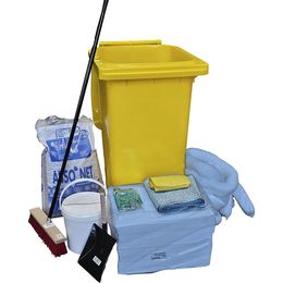 eurokraft basic Leckage-Notfallset, in Kunststoff-Tonne, Bindung 200 Liter, Ausf&uuml;hrung &Ouml;l, blau