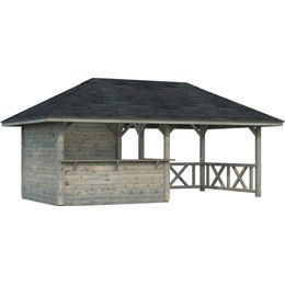 Holzpavillon Palmako "Bianca 16,6 m&sup2; Set 3", grau, B/H/T: 672cm x 323cm x 384cm, Pavillons, BxTxH: 588x300x323 cm