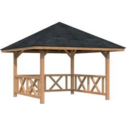 Holzpavillon Palmako "Bianca 8,3 m&sup2; Set 1", braun (hellbraun), B/H/T: 384cm x 319cm x 384cm, Pavillons, BxTxH: 300x300x319 cm