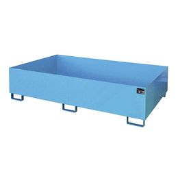eurokraft pro Regal-Bodenwanne, 1000 l Auffangvolumen, LxBxH 2150 x 1300 x 505 mm, ohne Gitterrost, blau lackiert