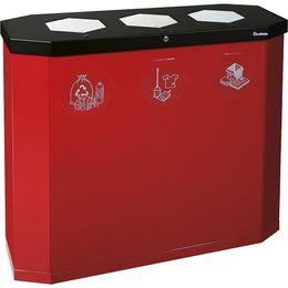 Wertstoffsammler Sixco swing, Volumen 3 x 45 l, rubinrot kaiserkraft