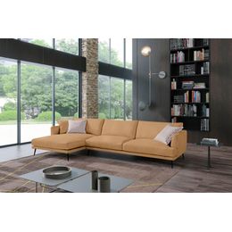 Ecksofa Egoitaliano "Sophia, Designsofa mit extrakomfortablem Sitzkomfort, Breite 274cm", braun (tan), B:274cm H:77cm T:154cm, Leder NUVOLE (Echtes Rindsleder). Halbnat&uuml;rliches, halbnarbiges Rindsleder mit einer nat&uuml;rlichen K&ouml;rnung von 1, 2 bis 1, 4 mm. Dieses Leder hat eine weiche, wachsartige Haptik mit mattem Aussehen und einem Wolkeneffekt. Es handelt sich um ein Naturleder, das die urspr&uuml;ngli
