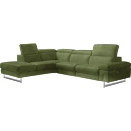 Ecksofa Egoitaliano "Candice, elegant, edel und bequem, erstklassiger Sitzkomfort, L-Form", gr&uuml;n (kiwi), B:278cm H:100cm T:221cm, Sofas, Ecksofa, inkl. 2 elektrischer Relaxfunktionen, Bedienung &uuml;ber Taste an Armlehne