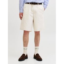 Jack & Jones Chinoshorts JACK & JONES "JPSTKARL DREW CHINO SHORTS MID", Herren, Gr. L, N-Gr, pumice stone, Web, Obermaterial: 100% Baumwolle, unifarben, regular fit kniefrei, Hosen Chinoshorts, mit Taschen