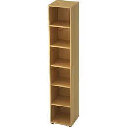 eurokraft pro B&uuml;roregal, 5 Fachb&ouml;den, HxBxT 2156 x 400 x 400 mm, Buche