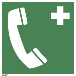 Rettungszeichen, Notruftelefon, VE 10 Stk, Folie, 200 x 200 mm kaiserkraft