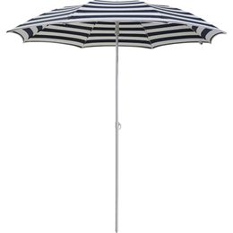Sonnenschirm, rundes Design, &Oslash; 2000 mm, Gestell wei&szlig;, wei&szlig; / blau kaiserkraft