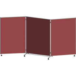 eurokraft basic Pr&auml;sentationswand, faltbar und mobil, HxBxT 1905 x 3640 x 500 mm, rotbraun