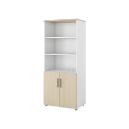 Schrank Portland, BxT 800 x 420 mm, H 1845 mm, T&uuml;rh&ouml;he 700 mm, wei&szlig; geb&uuml;rstet / Birke kaiserkraft