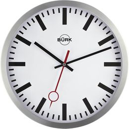 Wanduhr aus geschliffenem Aluminium, Funkuhrwerk, &Oslash; 300 mm, Zifferblatt wei&szlig; kaiserkraft