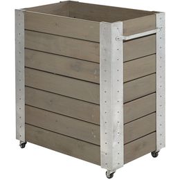 Pflanzkasten mit Rollen, HxBxT 950 x 870 x 500 mm, graubraun kaiserkraft
