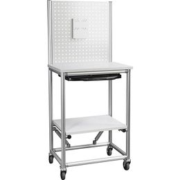 Alu-Profil Computer-Arbeitsplatz, mobil, LxBxH 750 x 500 x 1765 mm, Tragf&auml;higkeit 200 kg, ab 5 Stk kaiserkraft