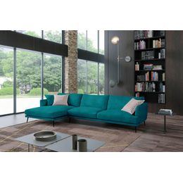 Ecksofa Egoitaliano "Sophia, Designsofa mit extrakomfortablem Sitzkomfort, Breite 274cm", blau (teal), B:274cm H:77cm T:154cm, Sofas, Ecksofa, mit Daunenfederung, L-Form