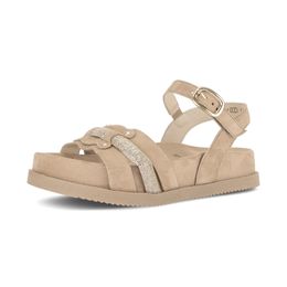 Sandalette Gabor, Damen, Gr. 37, beige, Veloursleder, Glitzerstreifen, Schuhe Sandalette, Riemchensandale, Sommerschuh mit gl&auml;nzendem Schmuckriegel
