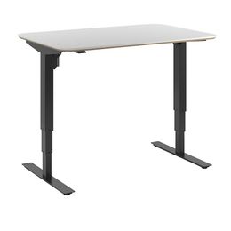 Schreibtisch Atlanta Trend, elektrisch h&ouml;henverstellbar, gerade, abgerundete Ecken, BxT 1200 x 800 mm, wei&szlig;/schwarz kaiserkraft