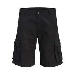 Jack & Jones Cargoshorts JACK & JONES "JPSTCOLE ANTHONY CARGO SHORTS MID SN", Herren, Gr. L, N-Gr, schwarz, Web, Obermaterial: 97% Baumwolle, 3% Elasthan, unifarben, relaxed fit knielang, Hosen