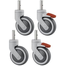 tente Kunststoffrolle, Set-Angebot, 2 Lenkrollen mit Doppelstopp und 2 Lenkrollen, Zapfen, Rad-&Oslash; x Breite 125 x 32 mm