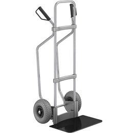 eurokraft pro Sackkarre mit Kufen, verzinkt, Schaufel-BxT 450 x 350 mm, schwarz, PU-Bereifung