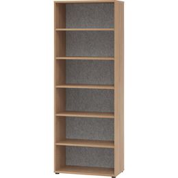 ANNY-AC - Regal mit Akustik-R&uuml;ckwand, HxBxT 2156 x 800 x 400 mm, 5 Fachb&ouml;den, Nussbaum-Dekor kaiserkraft