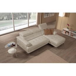 Ecksofa Egoitaliano "Soul, Design und Sitzkomfort auf hohem Niveau, tolle Details, L-Form", grau (opal grau), B:250cm H:99cm T:166cm, Luxus-Micofaser Lederoptik (100% Polyester) ist ein neues technisches Gewebe mit einem visuellen und taktilen Aspekt, der dem Nubuk sehr nahe kommt, mit innovativen Eigenschaften. Seine au&szlig;erordentliche Weichheit kommt von einem exklusiven Produktionsprozess, der Un