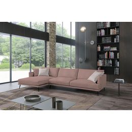 Ecksofa Egoitaliano "Sophia, Designsofa mit extrakomfortablem Sitzkomfort, Breite 274cm", rosa (altrosa), B:274cm H:77cm T:154cm, Leder NUVOLE (Echtes Rindsleder). Halbnat&uuml;rliches, halbnarbiges Rindsleder mit einer nat&uuml;rlichen K&ouml;rnung von 1, 2 bis 1, 4 mm. Dieses Leder hat eine weiche, wachsartige Haptik mit mattem Aussehen und einem Wolkeneffekt. Es handelt sich um ein Naturleder, das die urspr&uuml;n