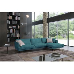 Ecksofa Egoitaliano "Sophia, Designsofa mit extrakomfortablem Sitzkomfort, Breite 274cm", blau (teal), B:274cm H:77cm T:154cm, Sofas, Ecksofa, mit Daunenfederung, L-Form