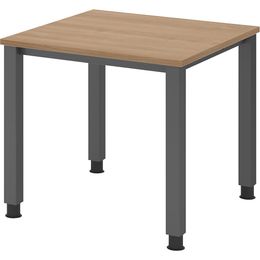 eurokraft pro Schreibtisch, 4-Fu&szlig;-Gestell, Breite 800 mm, graphit / Nussbaum