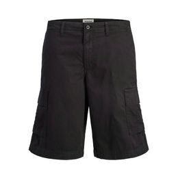 Jack & Jones PlusSize Cargoshorts "JPSTCOLE MATTY CARGO SHORT MID PLS", Herren, Gr. 44 (5XL), N-Gr, schwarz, Web, Obermaterial: 100% Baumwolle, JACK & JONES PLUSSIZE, unifarben, relaxed fit knielang, Hosen