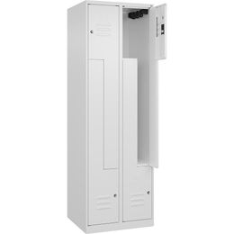 C+P Z-Spind Classic PLUS, 2 Abteile, verkehrswei&szlig;, B 600 mm, mit Bodengleitern, Zylinderschloss
