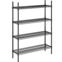 Stahldraht-Gitterregal, schwarz, Fachlast 250 kg, BxT 910 x 360 mm, Grundregal, H&ouml;he 1370 mm, 4 Fachb&ouml;den kaiserkraft