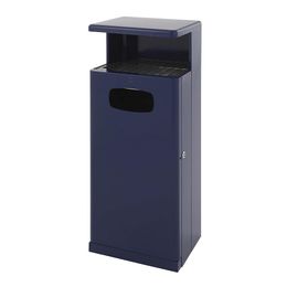 Abfallsammler mit Ascherdach, Aluminium, Volumen 55 l, BxHxT 345 x 1030 x 400 mm, blau kaiserkraft